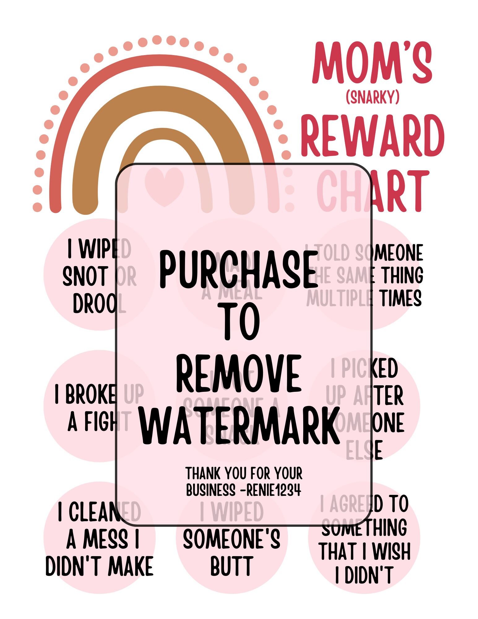 Reward Chart for Mom - FUNNY Reward Chart - Funny Gift for Mom - Etsy