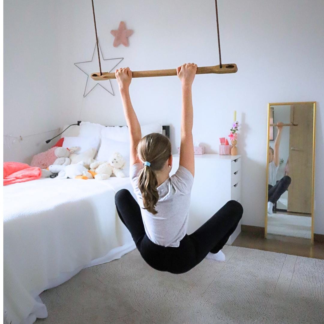 Montessori Wooden Trapeze Swing – Solid Oak Indoor and Outdoor Sensory ...