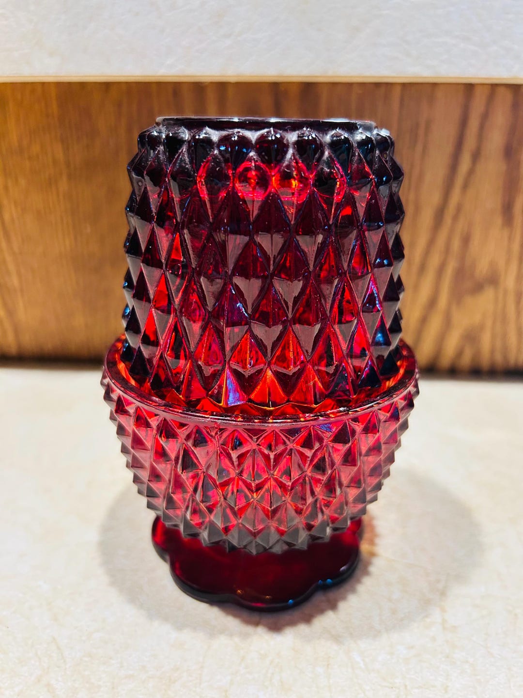 Vintage Indiana Glass Diamond Point Fairy Lamp - Etsy