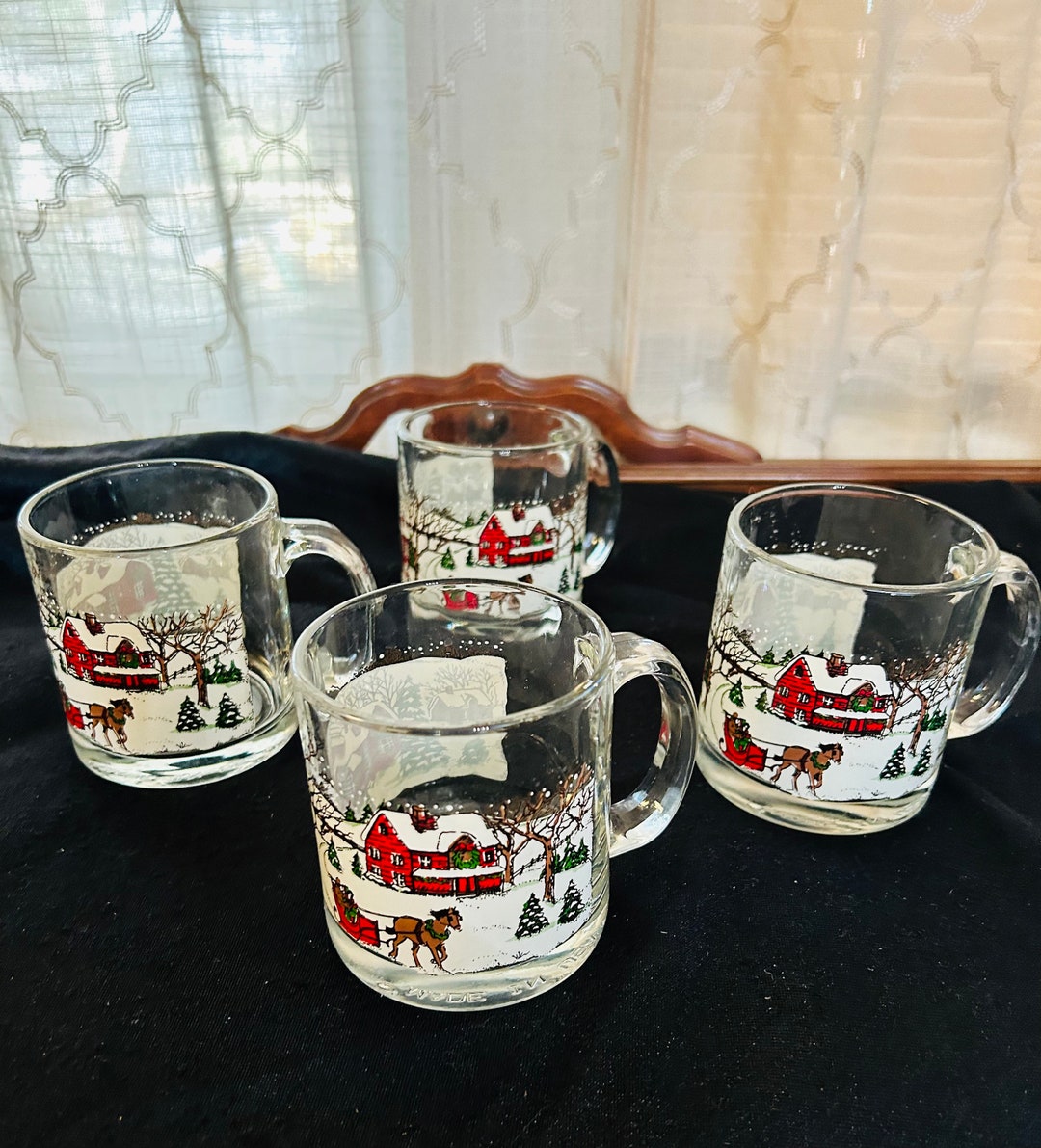 Vintage Libby Winter Village Coffee Mugs - Etsy