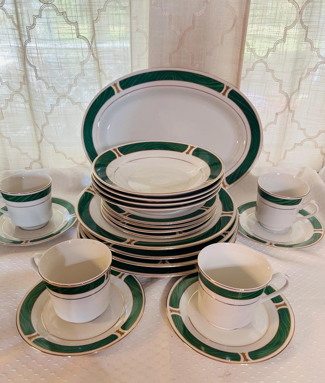 Vintage Sango Majesty Fine China Malachite Pattern Dinnerware Set - Etsy