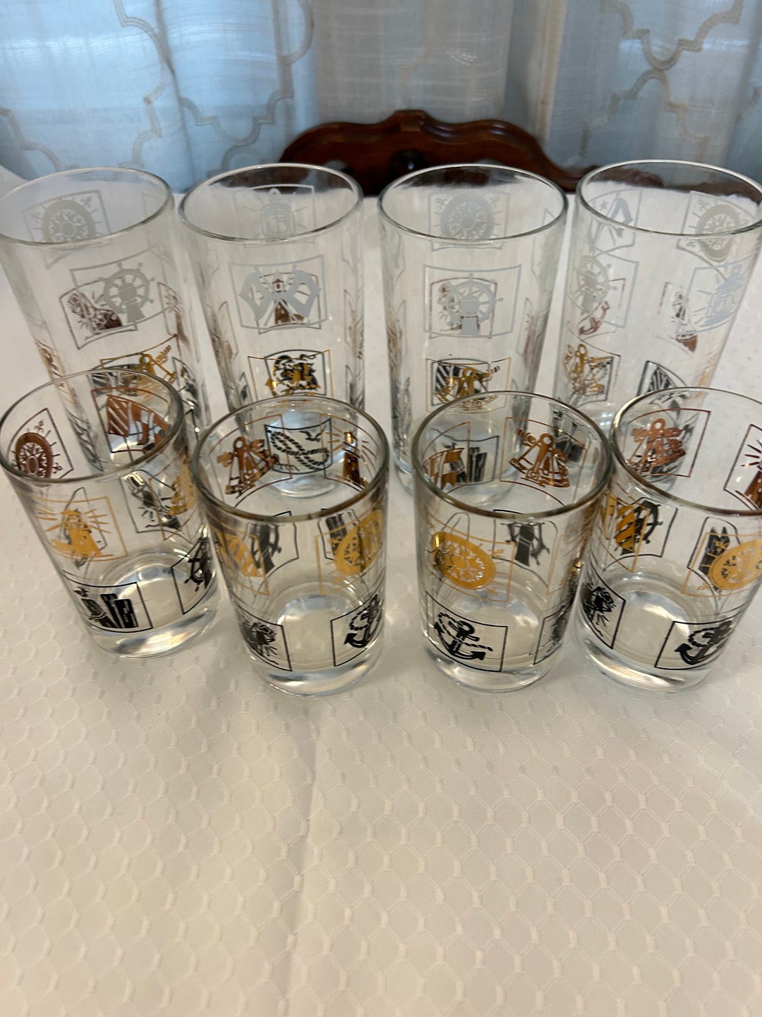 Vintage MC Hazel Atlas Nautical Bar Ware - Etsy