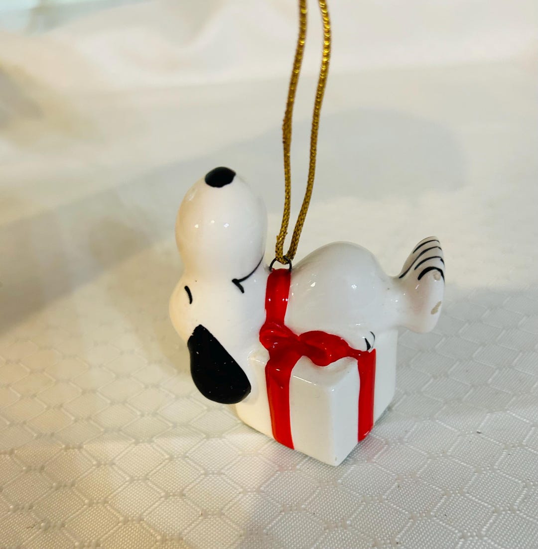Vintage Ceramic Snoopy Christmas Ornament - Etsy