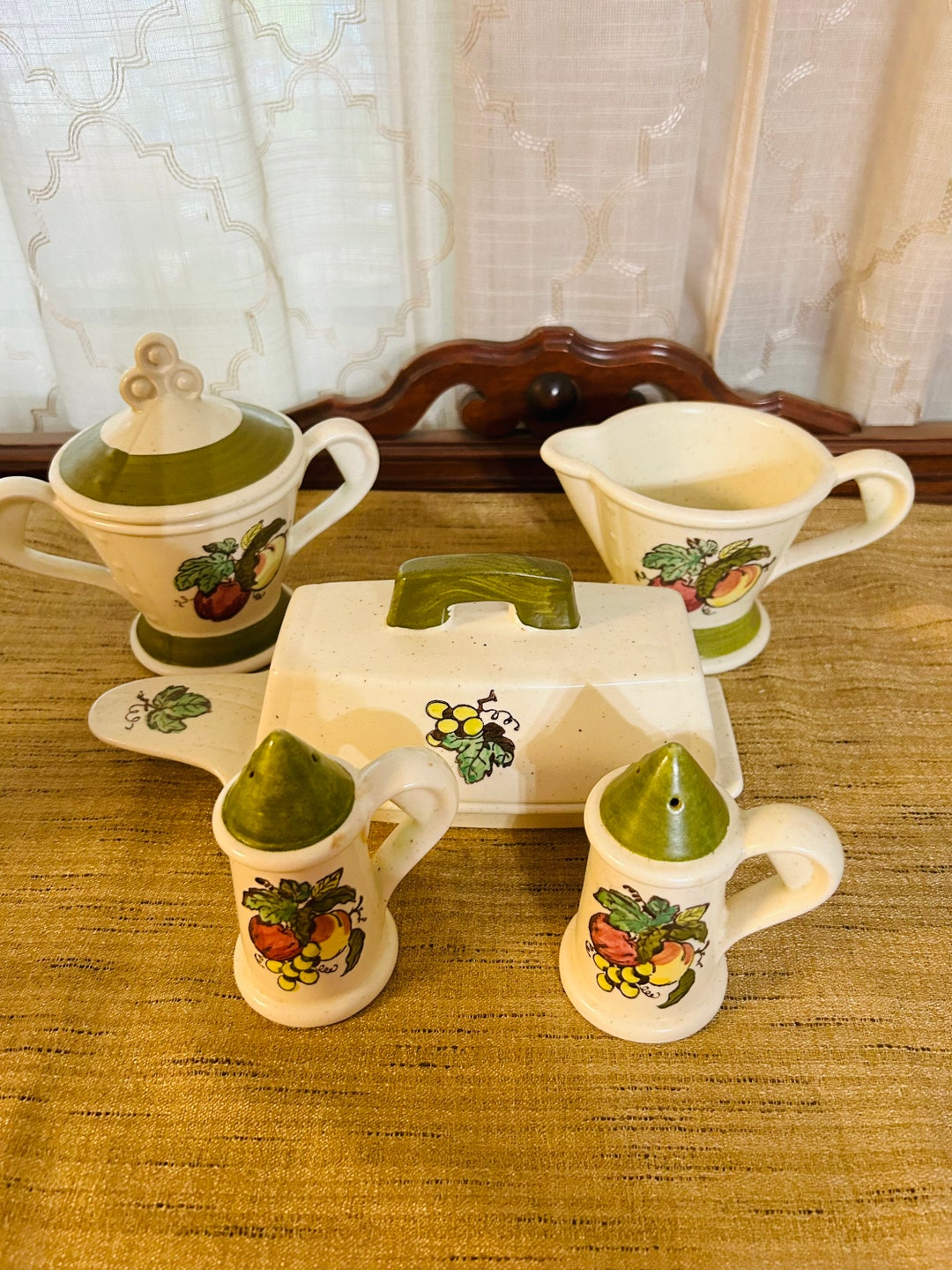 Vintage Poppy Trail Cream, Sugar, Butter Dish, Salt and Peppers - Etsy