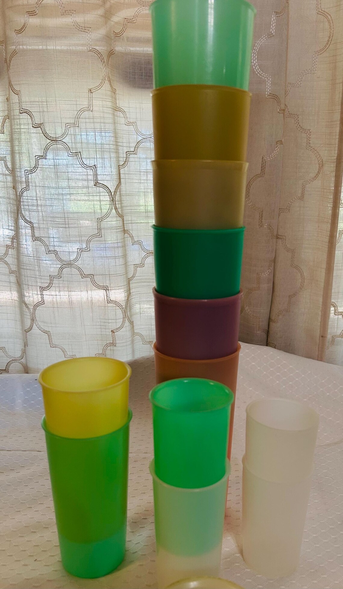 Vintage Tupperware Glasses With 7 Lids - Etsy