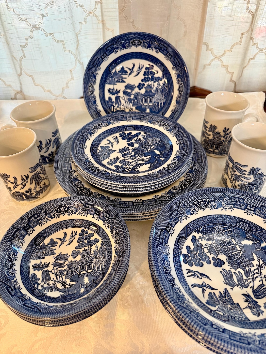 Vintage Churchill Blue Willow England Dinnerware Set - Etsy