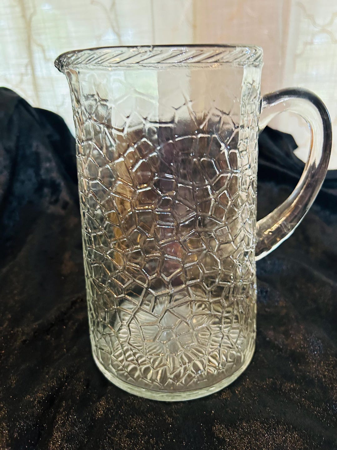 Vintage Federal Glass Crackle Jack Frost Pitcher - Etsy
