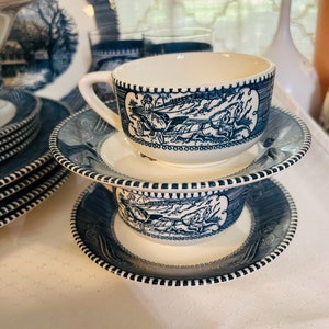 Vintage Currier & Ives Blue by Royal - Etsy