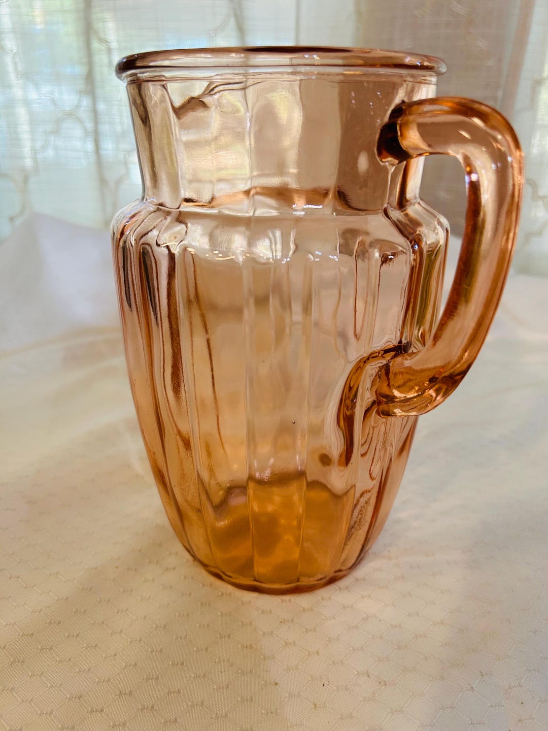 Vintage Anchor Hocking Pink Pillar Optic Glass Pitcher - Etsy