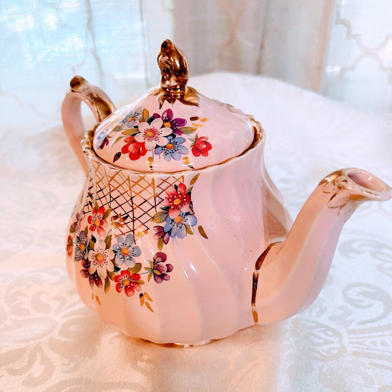 Sadler Pink Flower Teapot - Etsy