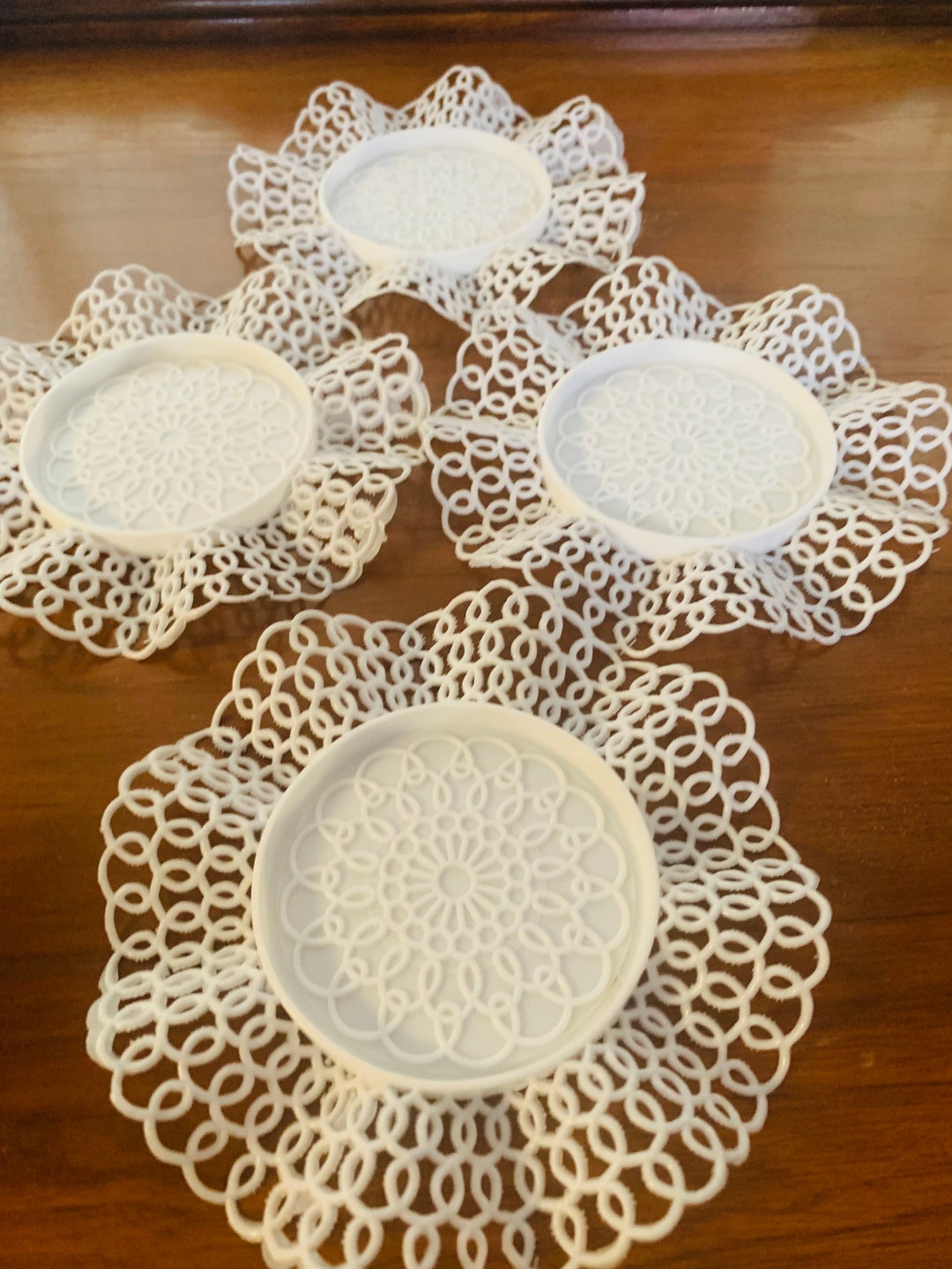 Vintage Lustro Ware White Plastic Lace Coasters - Etsy