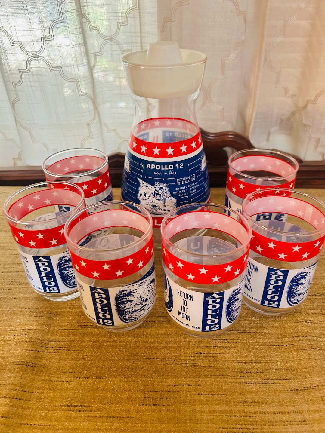 Vintage Libby Apollo Moon Mission Carafe and Six Glasses - Etsy