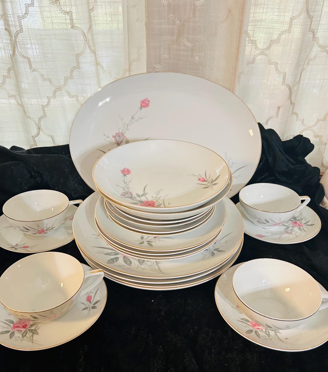 Vintage Golden Rose Fine China Dinnerware - Etsy