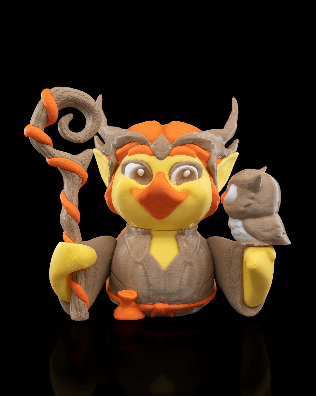 Thorn Wing – Druid Goddess Rubber Duck With Staff and Owl, 3D Printed ...