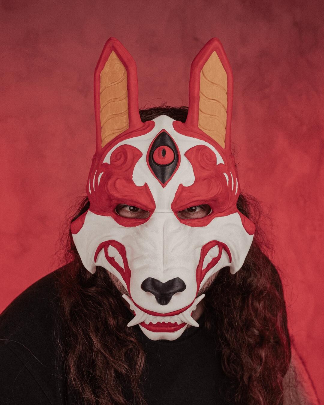 Okami Mask – 3D Printed Japanese Wolf Spirit Mask, Shinto Yokai Cosplay, Kitsune Guardian Mask ...