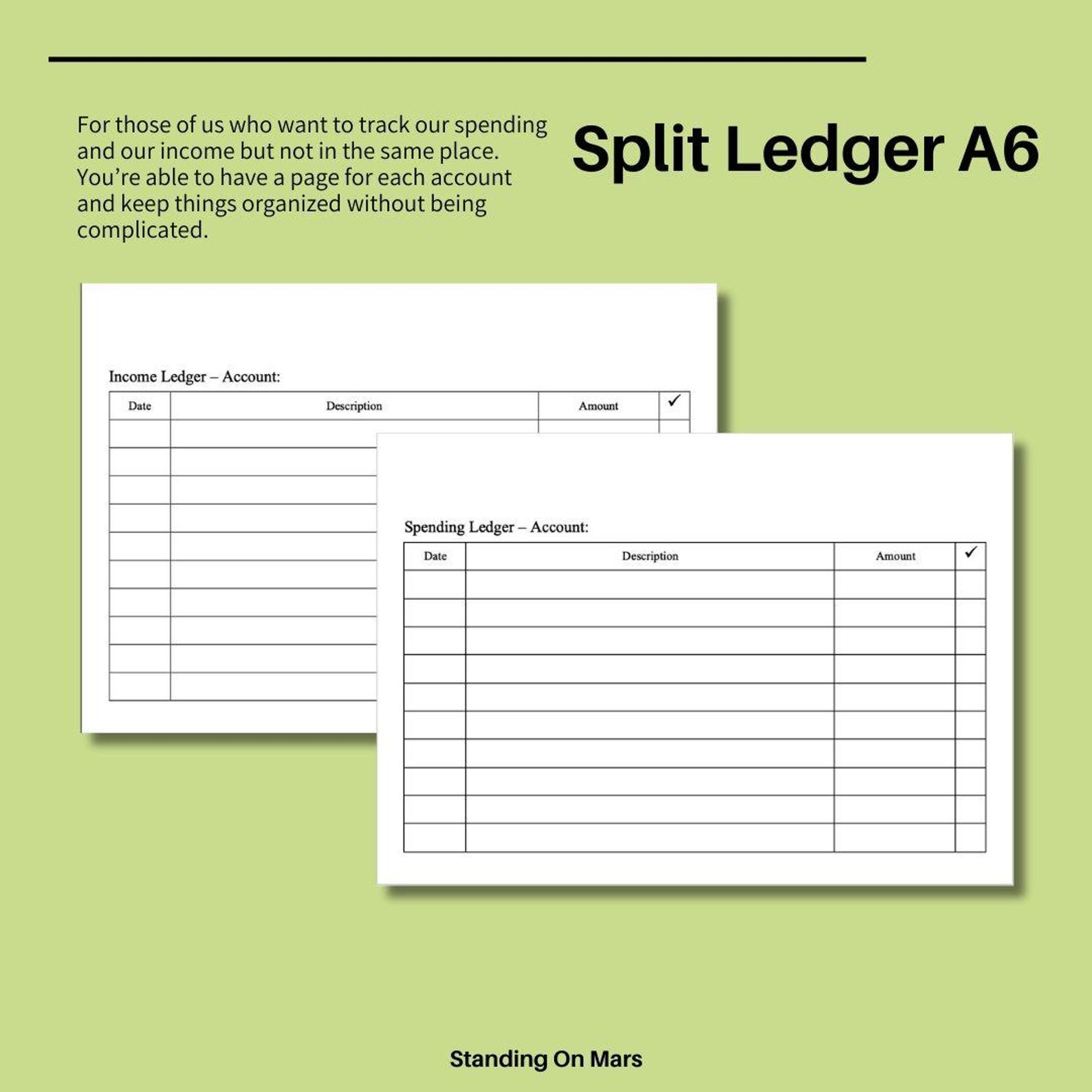 PRINTABLE Split Pages Ledger A6 | Spending Tracker A6 | Separate Pages ...