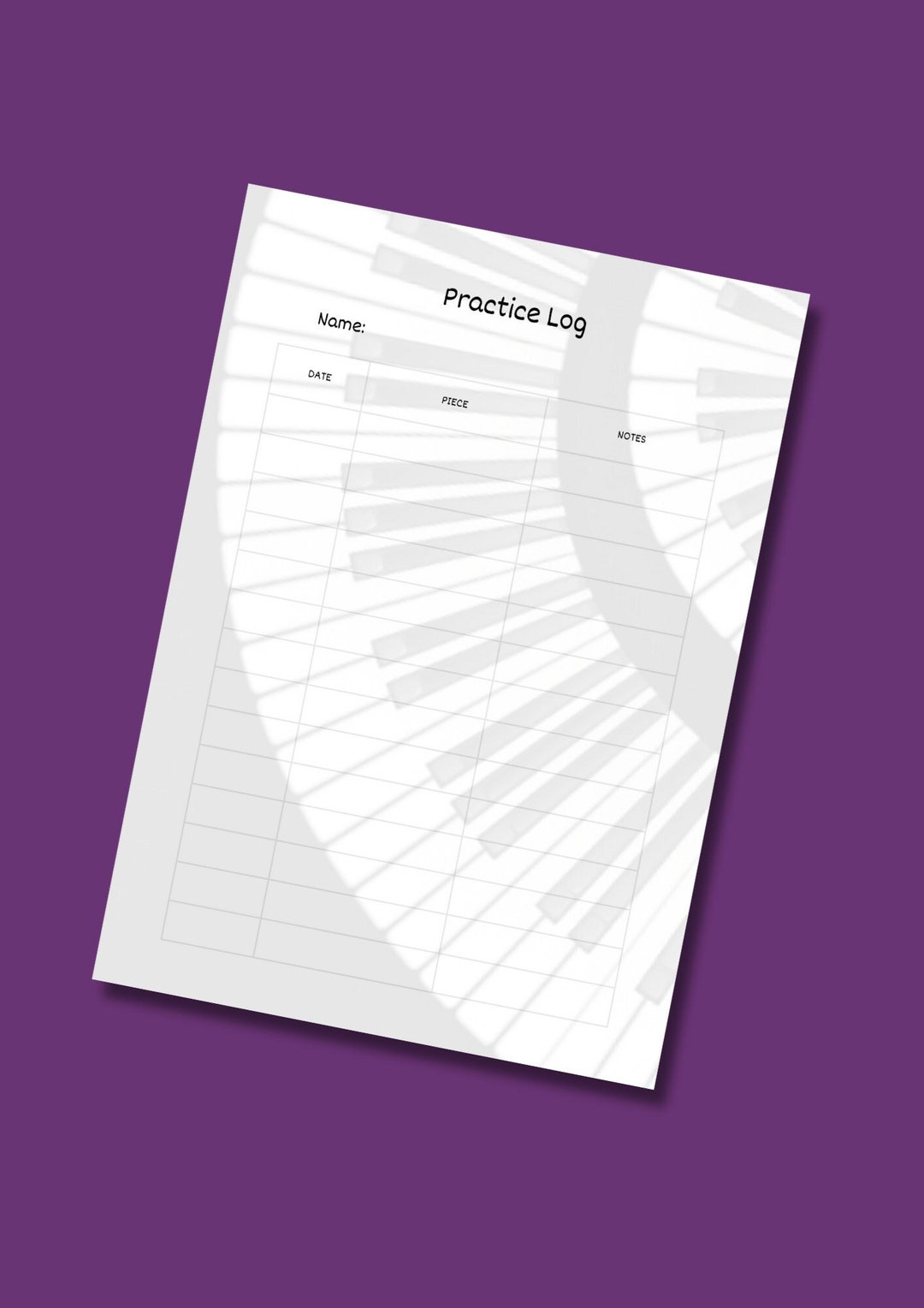 Printable Piano Practice Log A4 PDF, Piano Student Practice Diary - Etsy