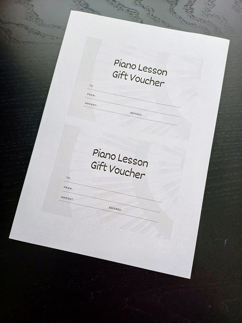 Printable Piano Lesson Gift Voucher, Piano Gift Certificate - Etsy