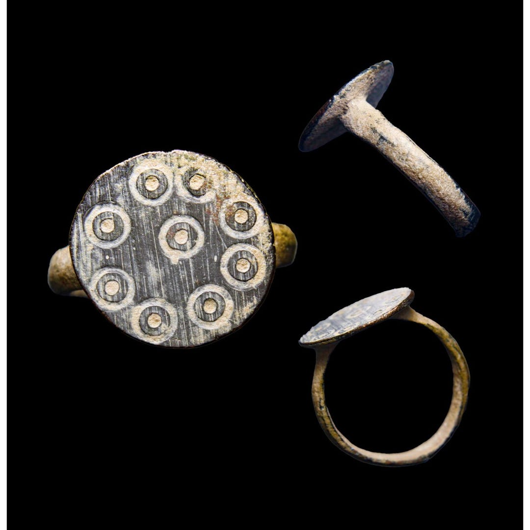 GENUINE Byzantine Antiquity Artifact CHRISTIAN Ring Magic Eyes Wearable ...