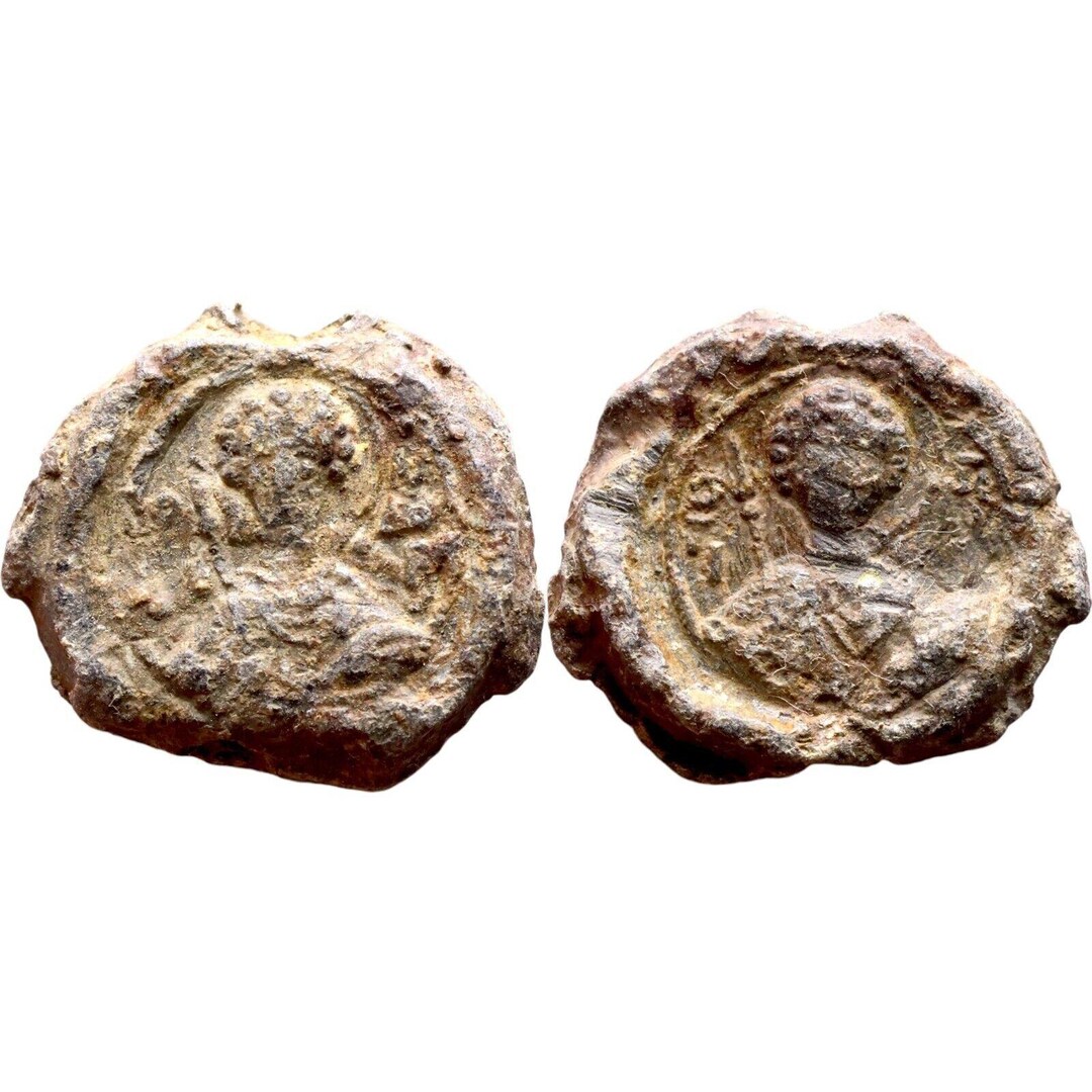 Byzantine PB Lead Seal Saint George and Saint Michael Military Stamp W ...
