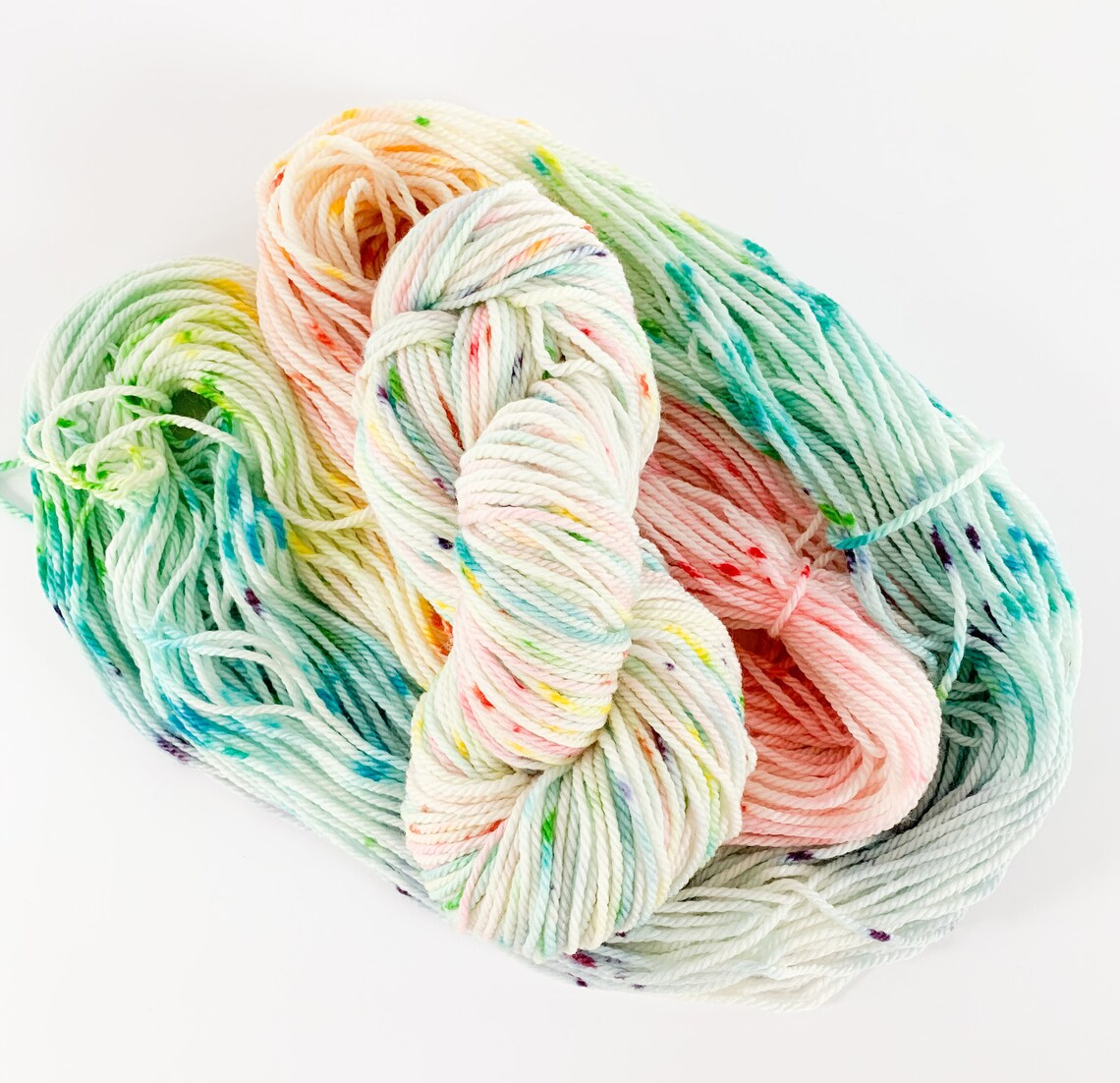 Rainbow Splash Hand Dyed Yarn Aran Worsted Weight Merino | Etsy