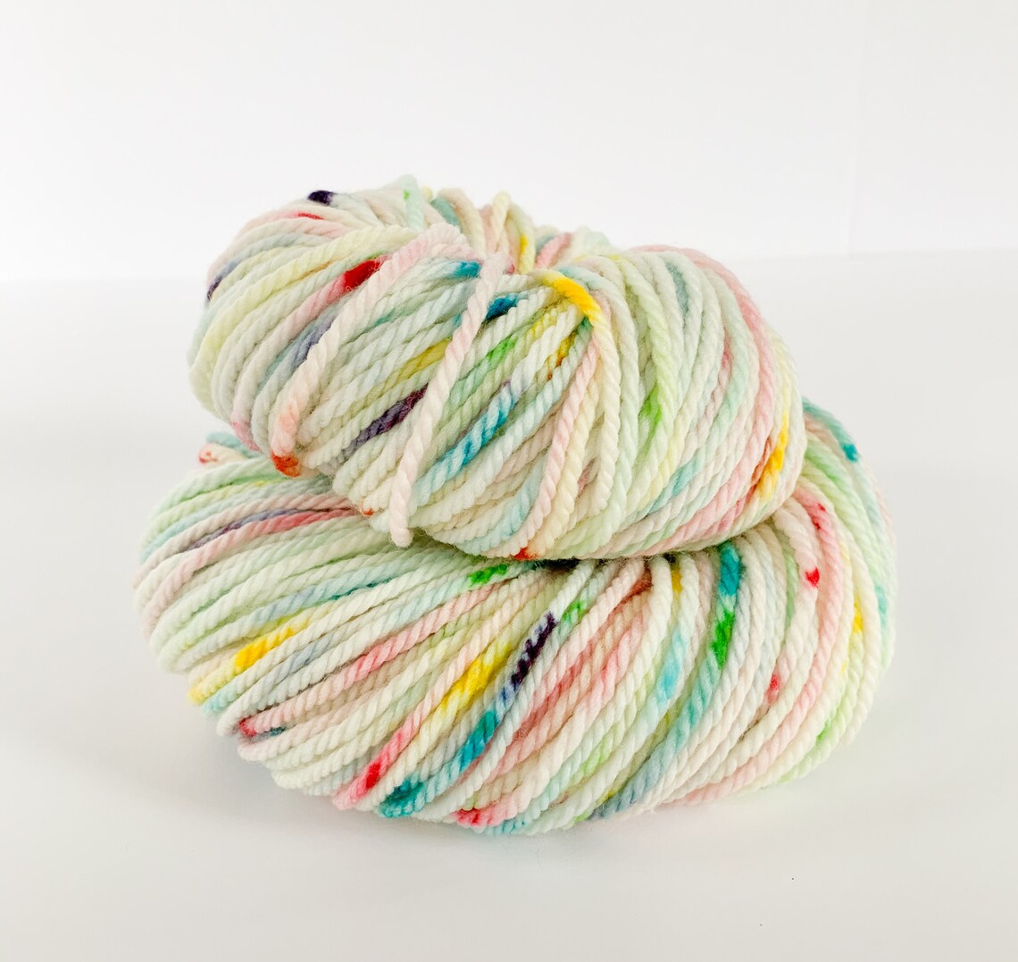 Rainbow Splash Hand Dyed Yarn Aran Worsted Weight Merino | Etsy