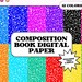 Composition Book Cover Digital Paper, Composition Notebook Digital ...