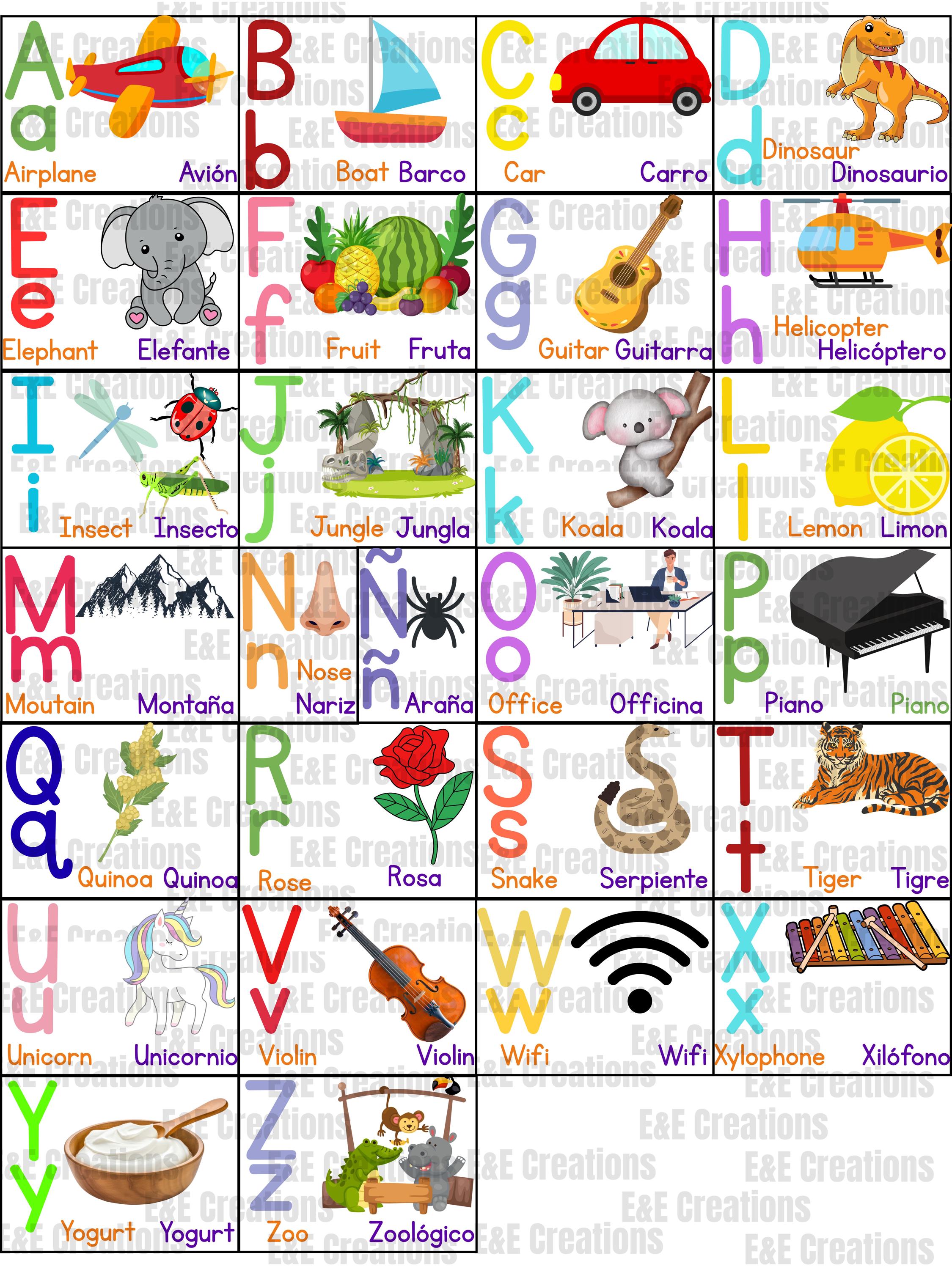 Bilingual Alphabet Poster – English + Spanish - Etsy