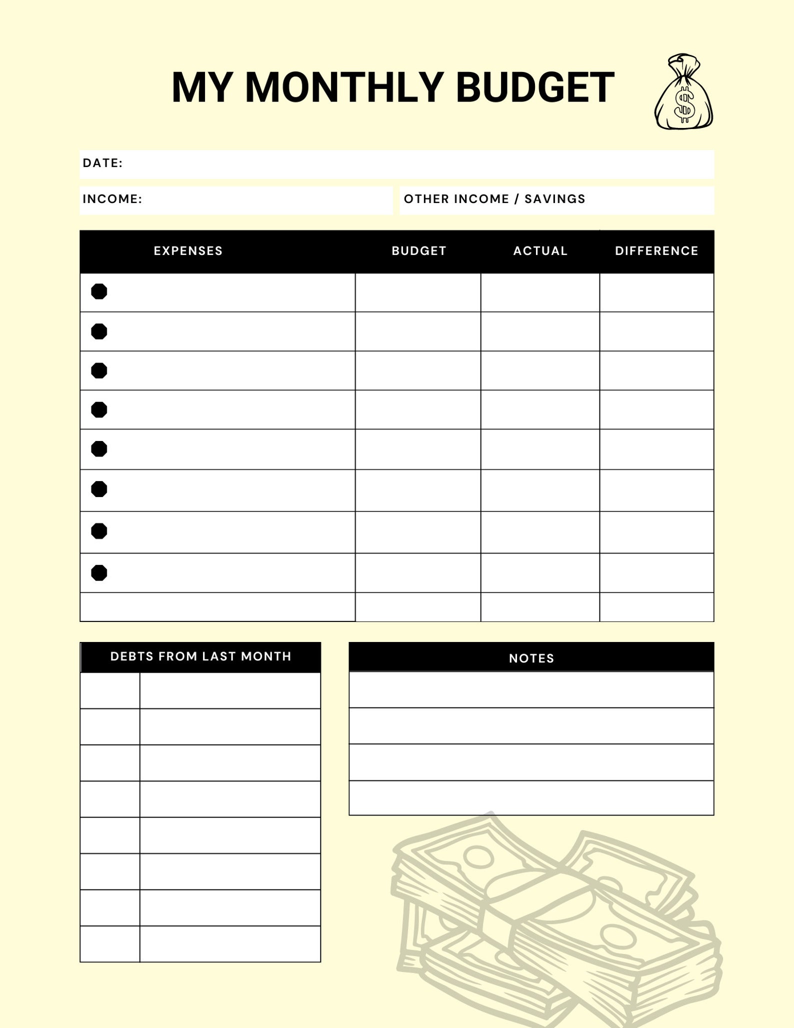 Monthly Budget Planner, Editable Finance Tracker, Digital Download ...