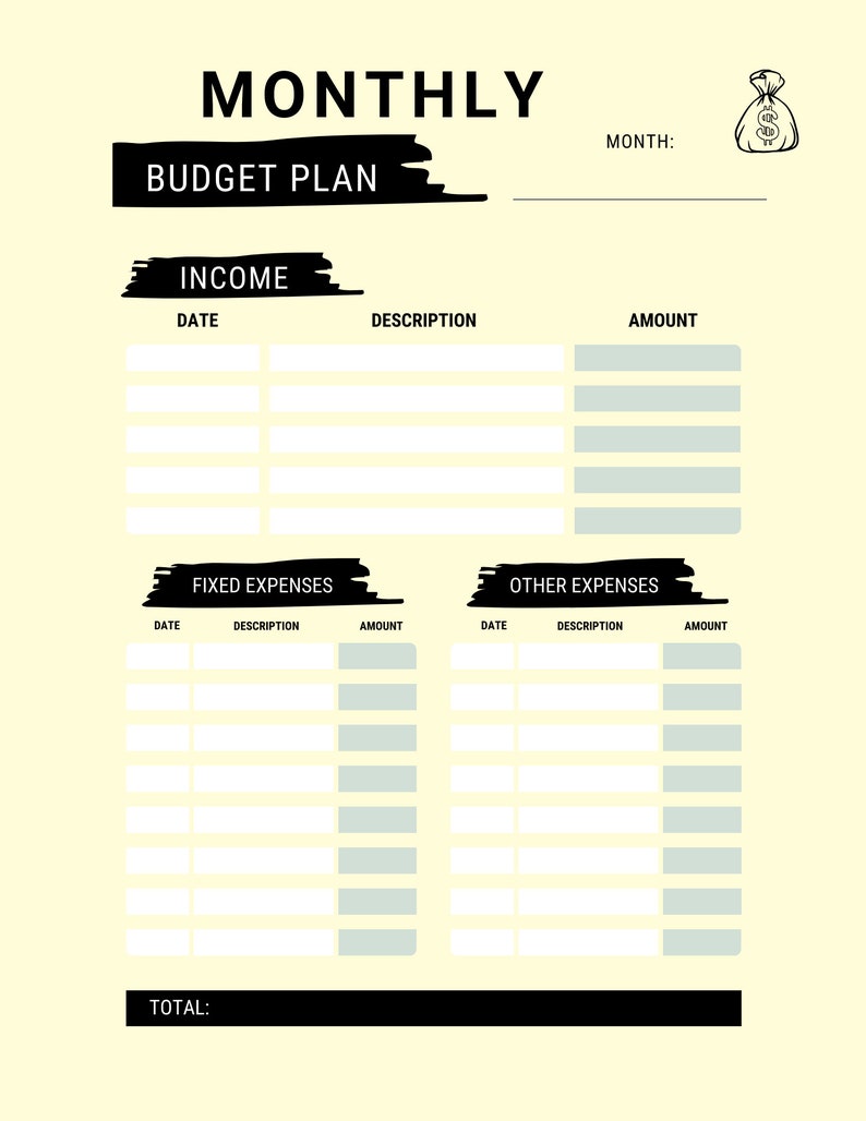 Monthly Budget Planner, Editable Finance Tracker, Digital Download ...