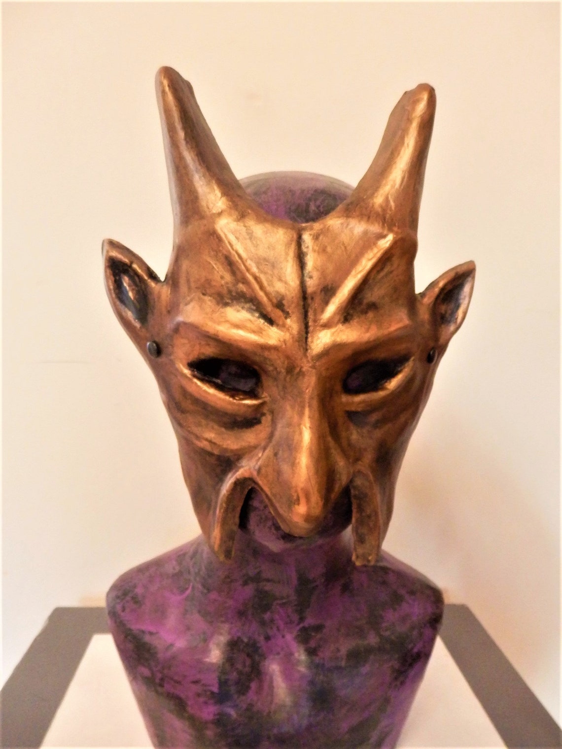 Bronze Devil Mask Papier Mache Venetian Carnival Halloween - Etsy