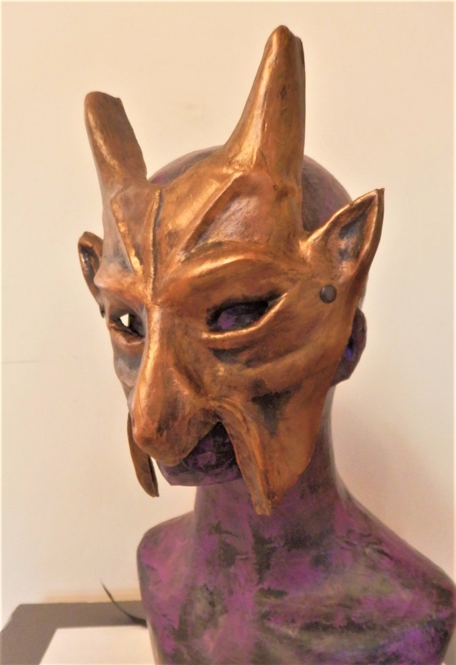 Bronze Devil Mask Papier Mache Venetian Carnival Halloween - Etsy