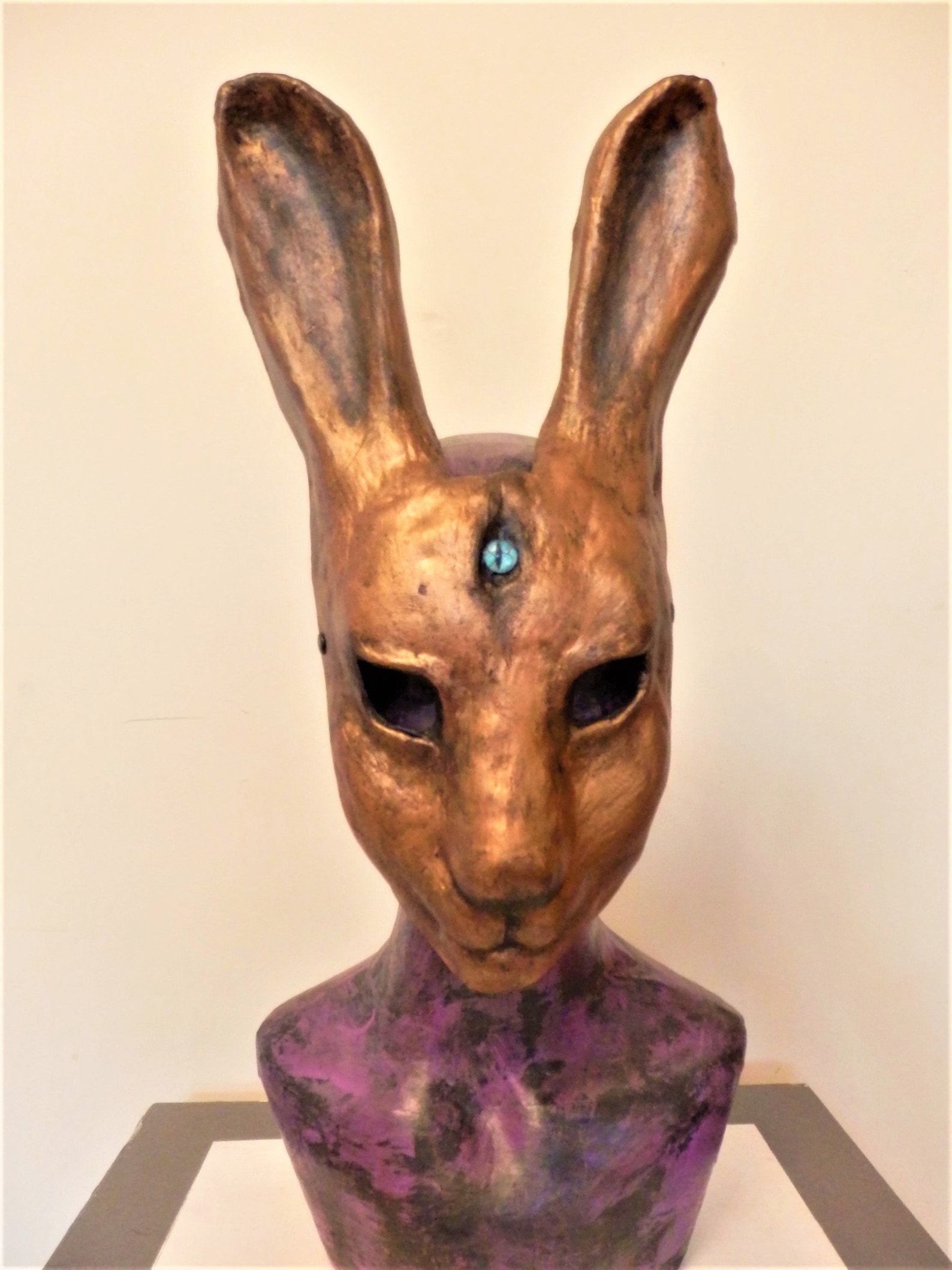 Bronze Hare Mask Rabbit Animal Papier Mache Venetian Carnival Halloween ...