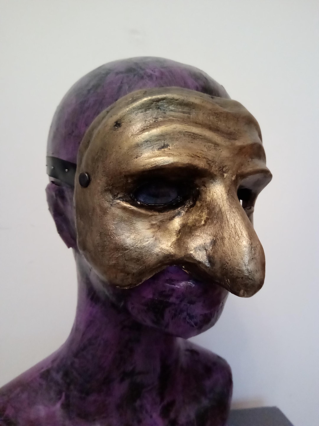 Gold Pulcinella Venetian Mask Handmade Costume Carnival Paper Papier ...