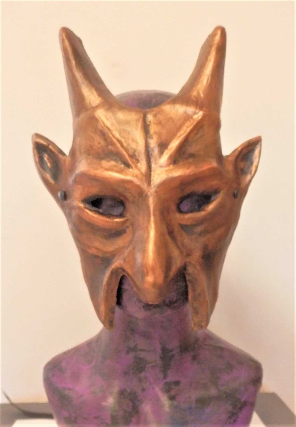 Bronze Devil Mask Papier Mache Venetian Carnival Halloween - Etsy