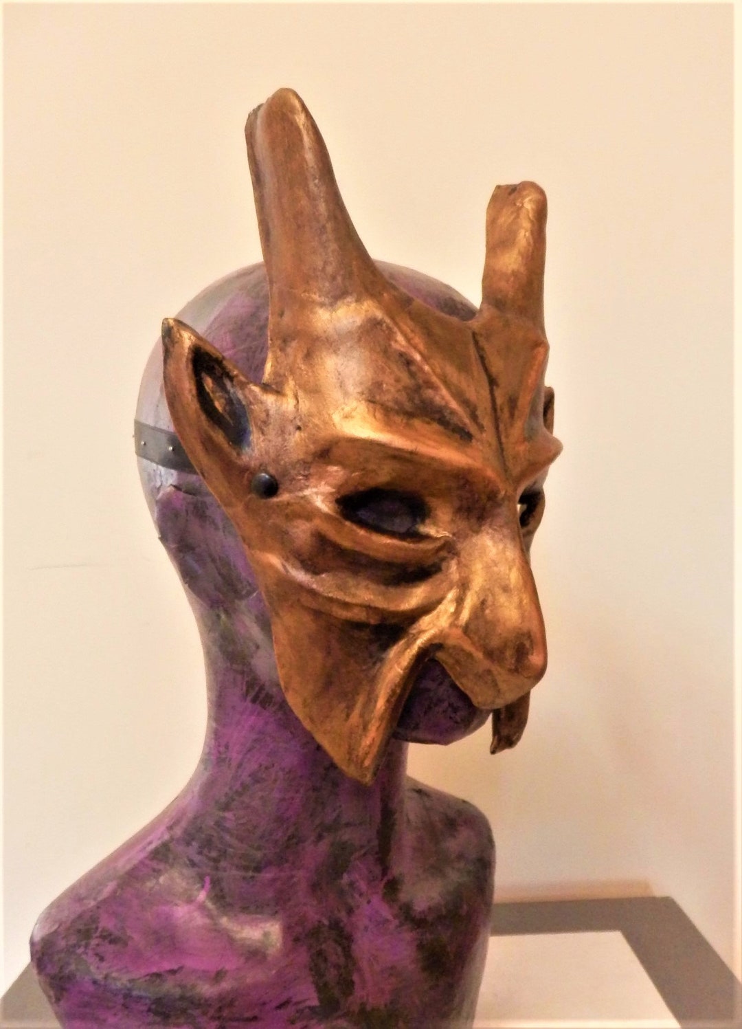 Bronze Devil Mask Papier Mache Venetian Carnival Halloween Lucifer ...