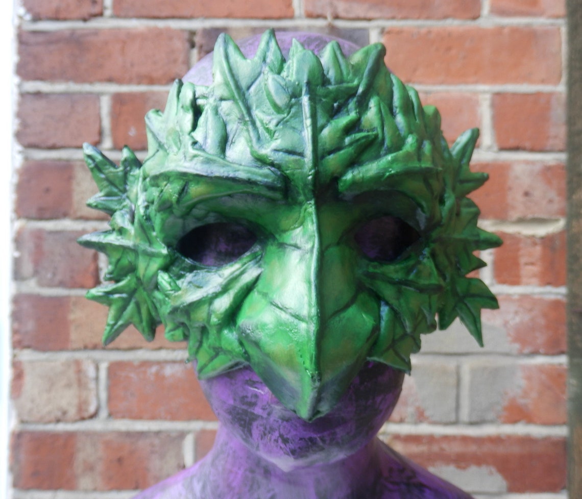 Green Man Mask Papier Mache Venetian Carnival Pagan Costume Halloween ...