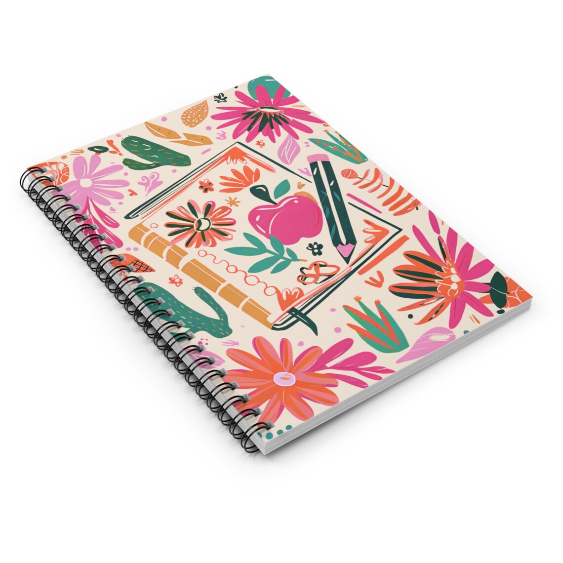 Floral Teacher Spiral Notebook, 6x8 Ruled Line, Gift for Teacher, Retro ...