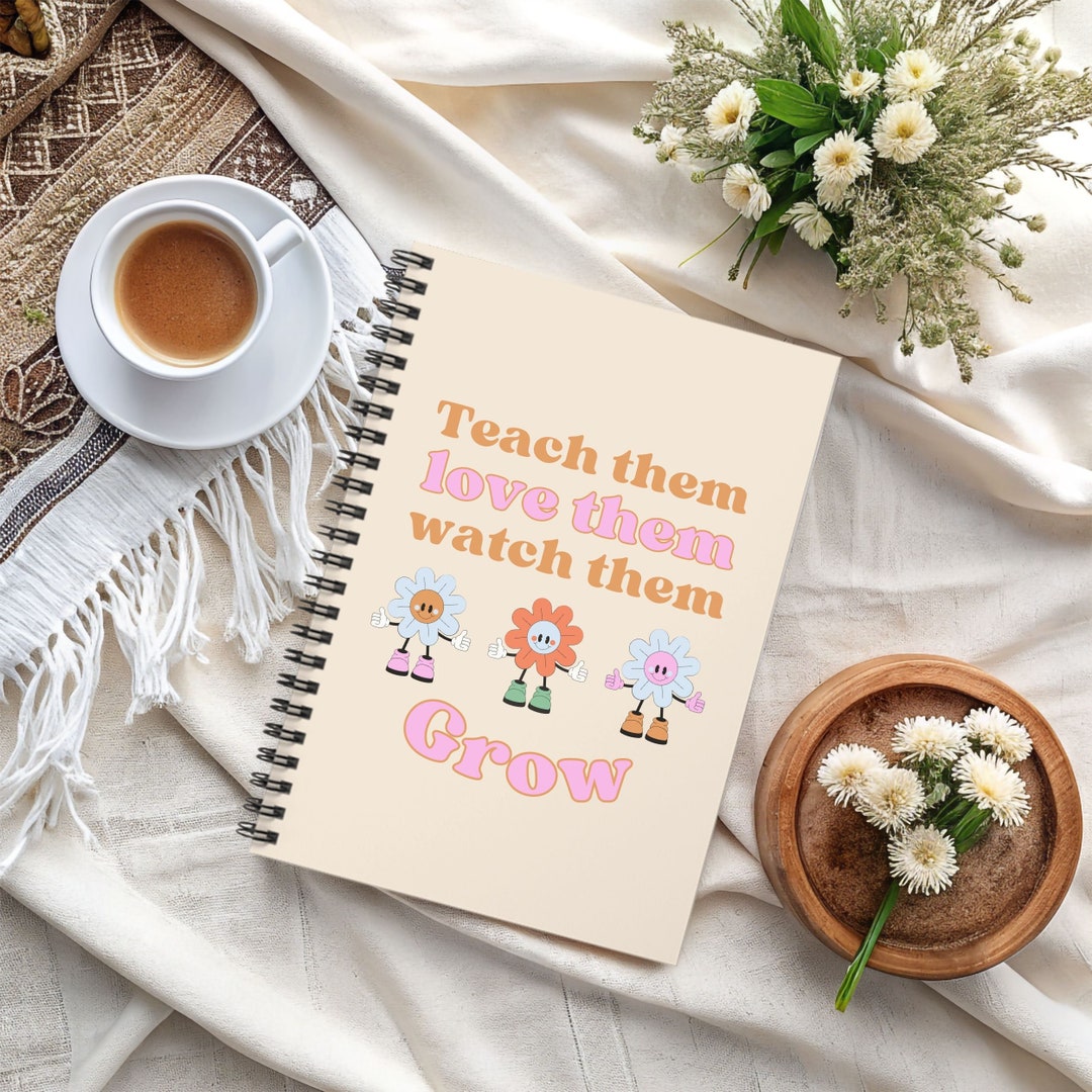 Groovy Teacher Spiral Notebook, 6x8 Ruled Line, Gift for Teacher, Teach ...