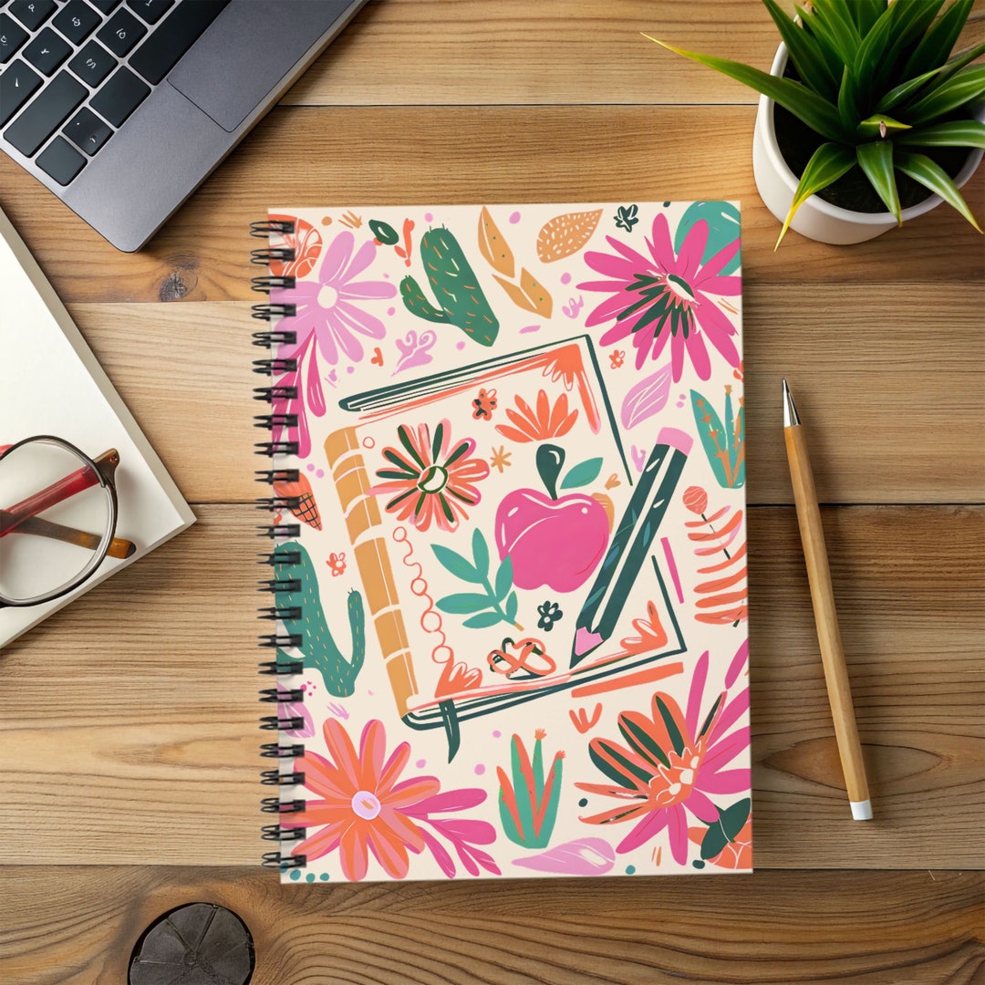 Floral Teacher Spiral Notebook, 6x8 Ruled Line, Gift for Teacher, Retro ...