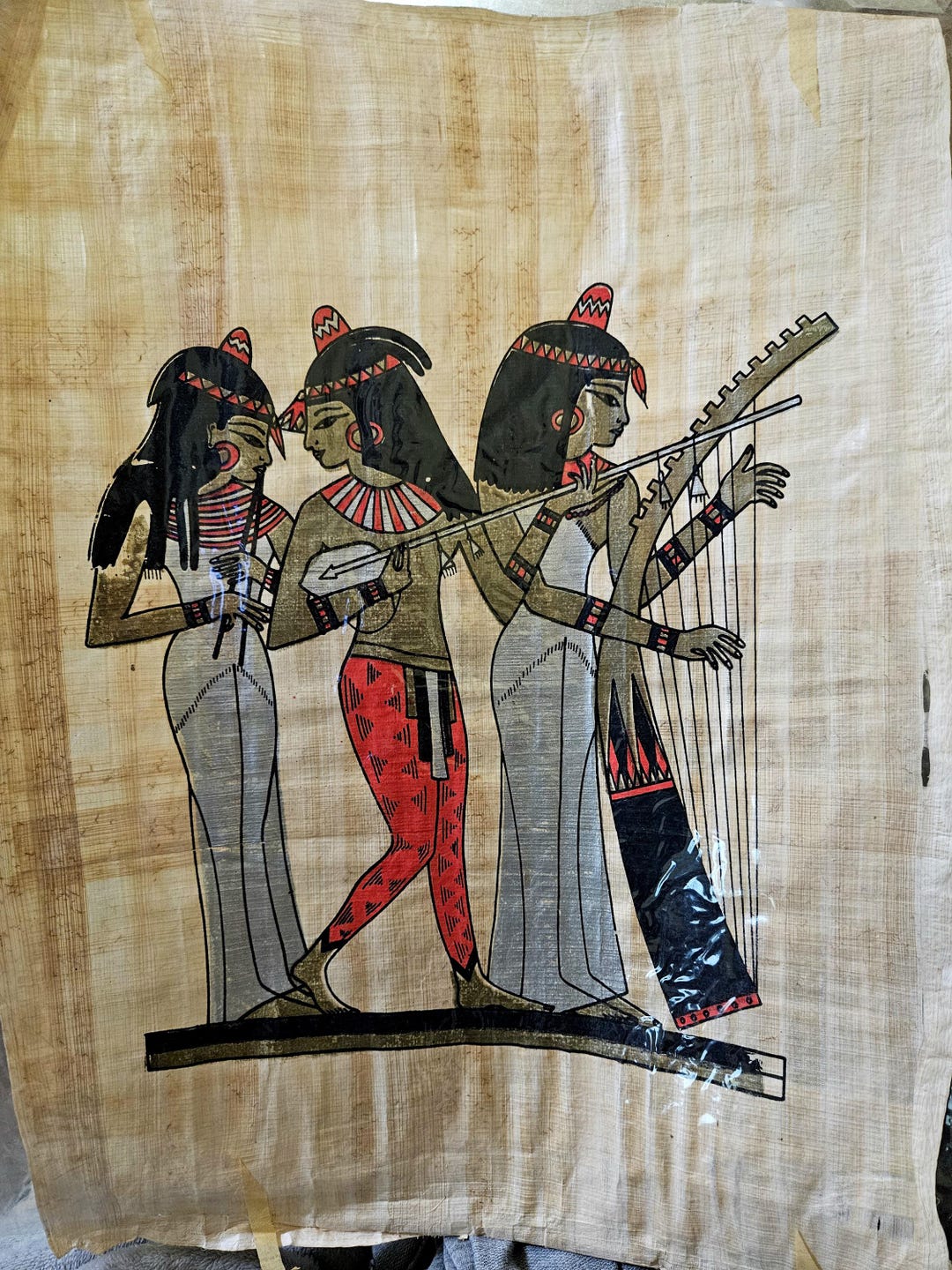 Three 18th Dynasty Ancient Egyptian Musicians- - Handmade Authentic Egyptian Papyrus Painting - Etsy