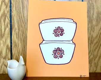Vintage Kitchen Artwork, Pyrex Art Print, Butterfly Gold Pattern - Etsy