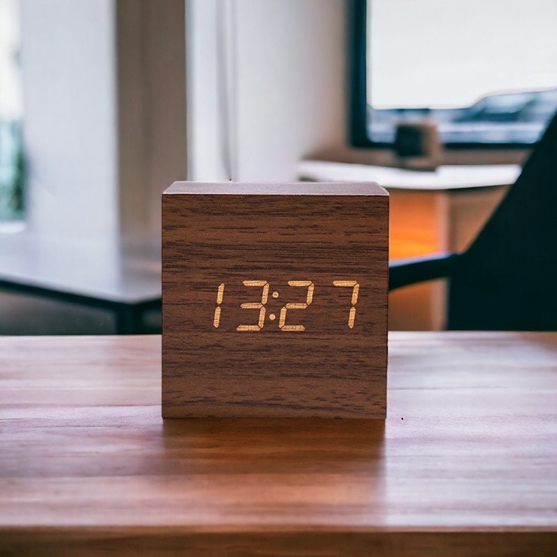 Wooden Alarm Clock Digital Clock Wooden Clock Night Clock Table Clock ...