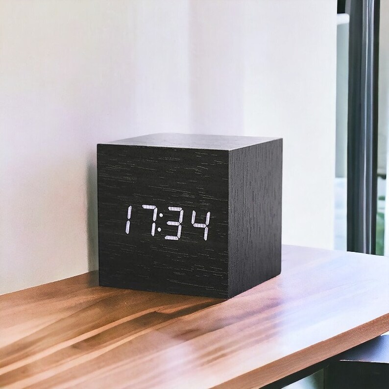 Wooden Alarm Clock Digital Clock Wooden Clock Night Clock Table Clock ...