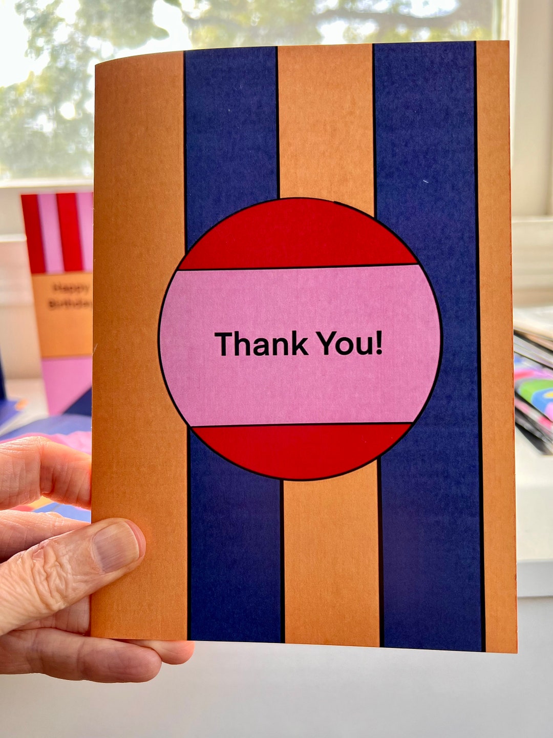 Thank You in Circle - Folded Card - Blank Inside - Etsy