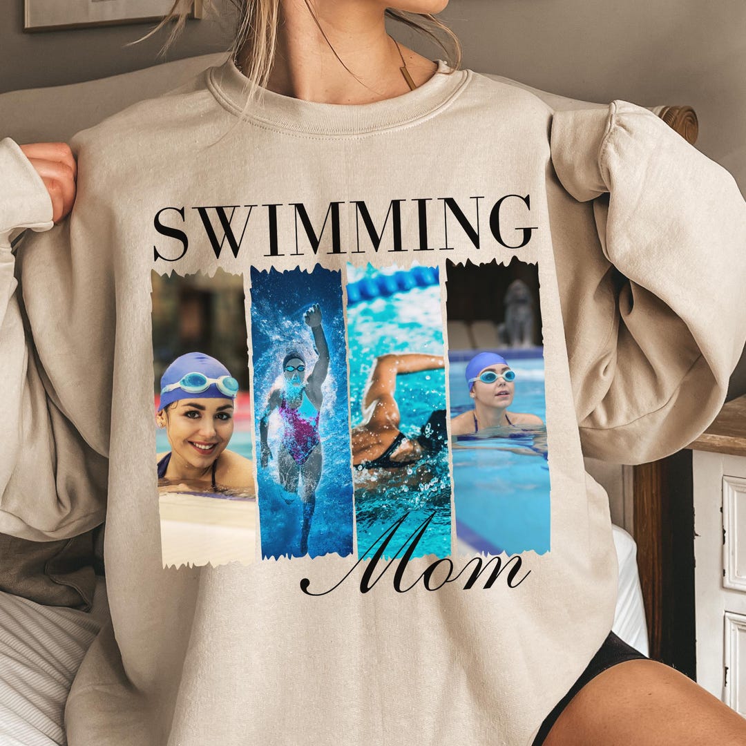 Custom Swimming Mom Photo Shirt, Personalized Brushstroke Tee - Etsy