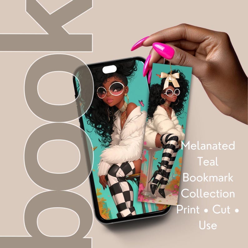 Afrocentric Bookmark Set • Melanated Teal Reading Accessories (digital ...