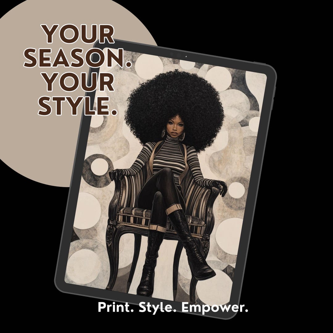 Afro Chic Fashion Illustrations: Black Woman Art (PNG Digital Download ...