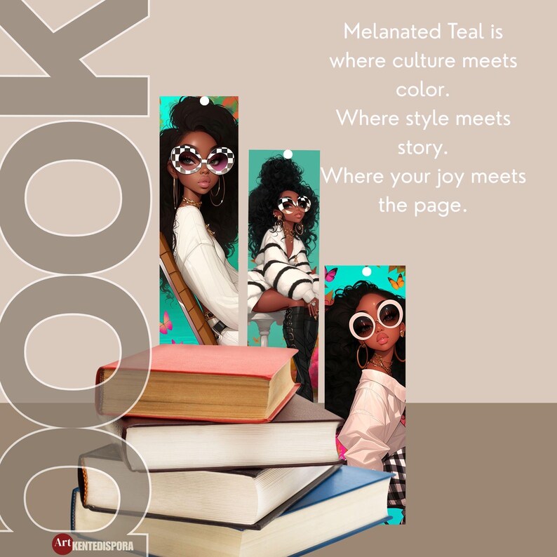 Afrocentric Bookmark Set • Melanated Teal Reading Accessories (digital ...