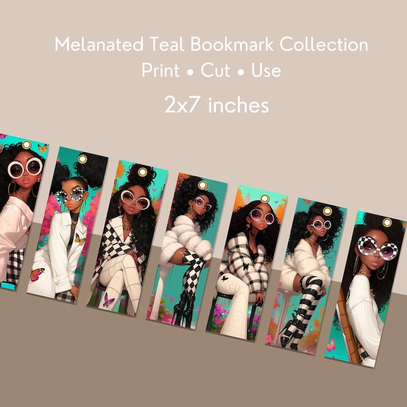 Afrocentric Bookmark Set • Melanated Teal Reading Accessories (digital ...